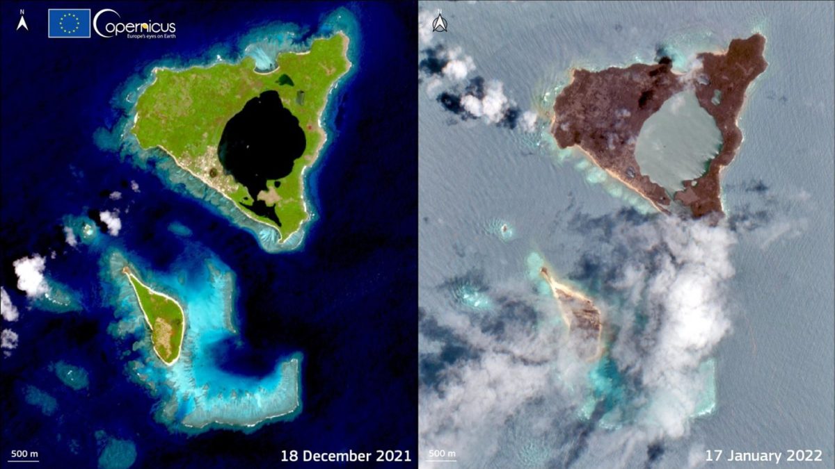 Impactantes imágenes revelan el antes y después de la Isla Tonga luego ...